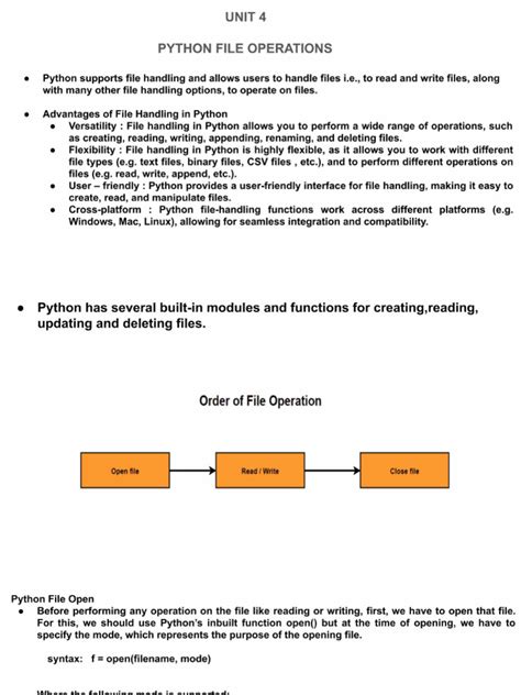 Unit 4 Pythonfileoperations Pdf