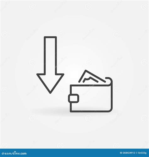 Wallet With Arrow Vector Devaluation Concept Thin Line Icon Stock Vector Illustration Of Money
