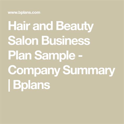 Hair And Beauty Salon Sample Business Plan Artofit