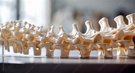 Model Of The Human Spine Showing Various Bone And Vertebrae Defects From Normal Vertebrae To