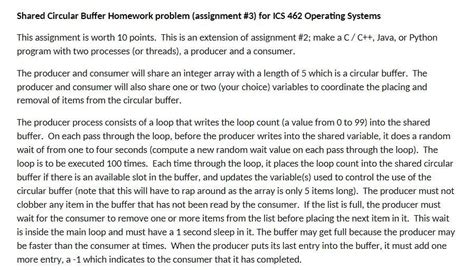 Solved Shared Circular Buffer Homework Problem Assignment