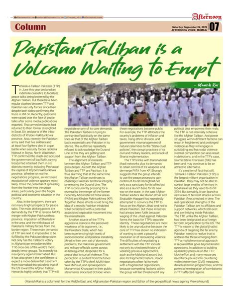 Manish Rai On Linkedin Pakistani Taliban Is A Volcano Waiting To Erupt By Manish Rai Afternoon…