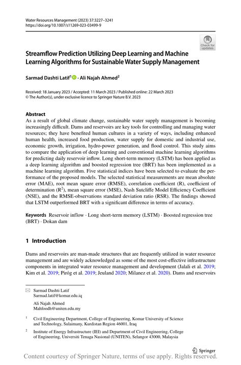 streamflow prediction utilizing deep learning and machine learning
