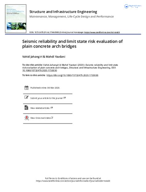 Pdf Seismic Reliability And Limit State Risk Evaluation Of Plain Concrete Arch Bridges