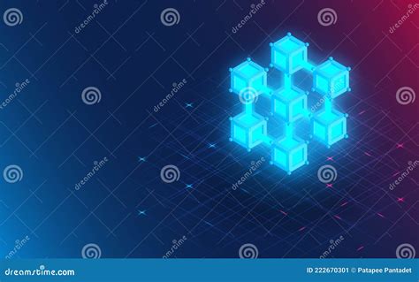 Futuristic Blockchain Technology Concept Digital Rectangle Cube Blocks