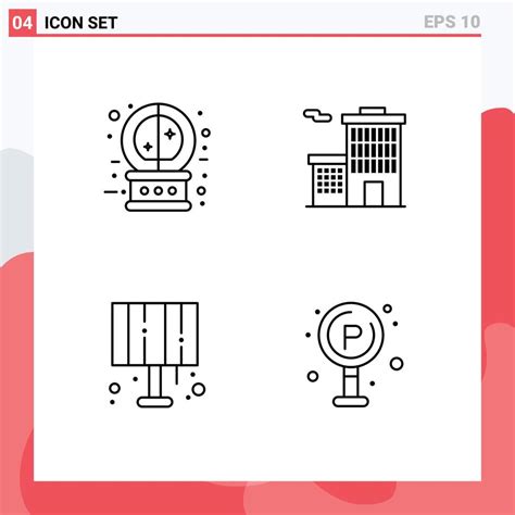 Universal Icon Symbols Group Of 4 Modern Filledline Flat Colors Of Crystal Ball Lighting Magic