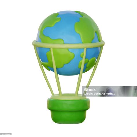 세계 지구본을 가진 3d 뜨거운 공기 Ballon 지구와 에너지를 절약하고 친환경 만화 스타일 3d 렌더링 0명에 대한 스톡 사진 및 기타 이미지 Istock