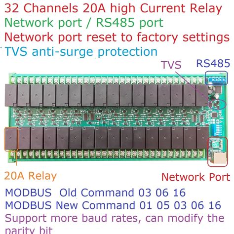 Ch A High Current Ethernet Relay Network Switch Modbus Rtu Slave Tcp Udp Rj V V