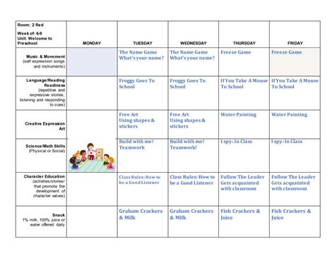 Preschool Weekly Curriculum