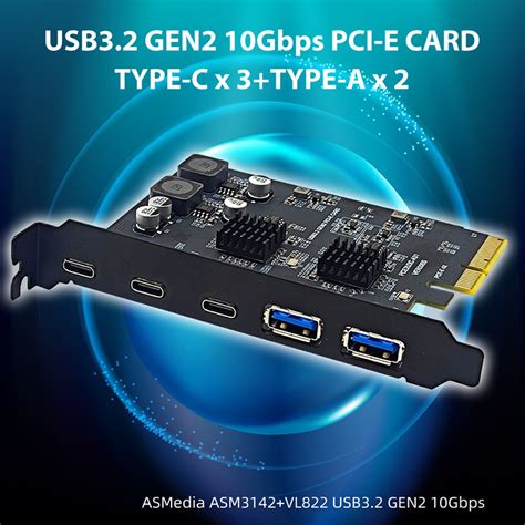 Bộ Chuyển đổi Pci Express X4 Sang 3 Cổng Type C 2 Cổng Usb3 2 Gen2