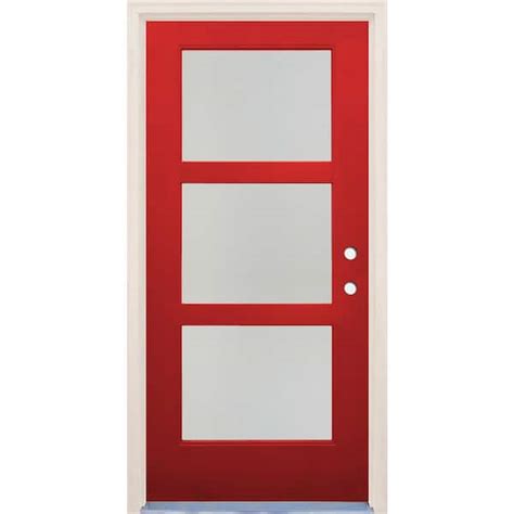 Builders Choice 36 In X 80 In Left Handinswing 3 Lite Satin Etch