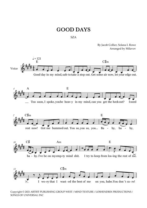 Good Days Piano C Instrument Digital Sheet Music Sheet Music Plus