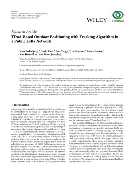 Tdoa Based Outdoor Positioning In Lora Networks