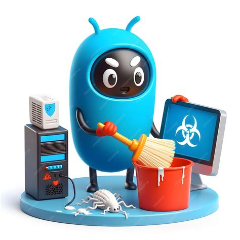 Premium Photo Malware Janitor Concept As Cleaning Up Infected Systems With White Background