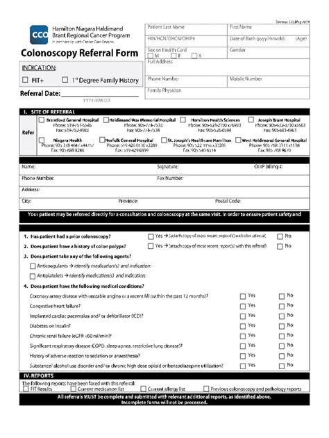 Fillable Online Colonoscopy Referral Form Sex On Health Card Fax Email