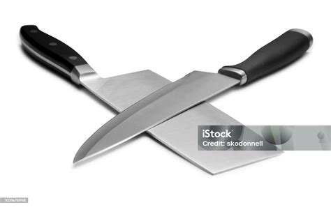 Criss Cross Brand New Shiny Buthcer And Kitchen Chef Knife Isolated On