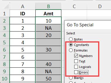 Excel Copy Paste Number Cells Only Ignore Text Cells