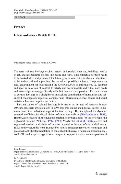 Pdf User Modelling And User Adapted Interaction Preface