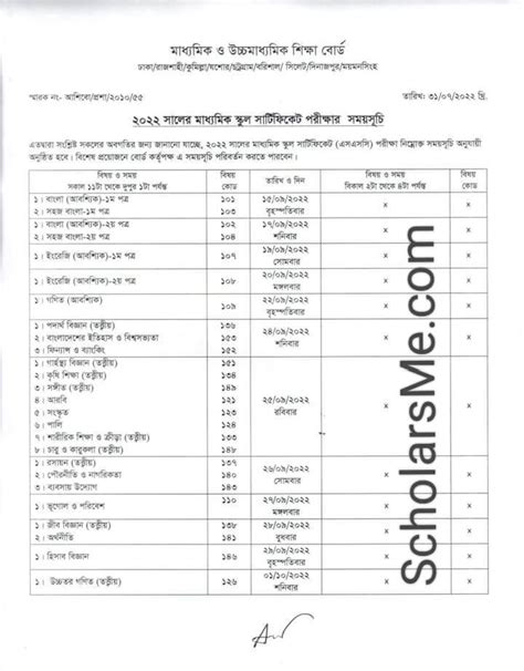 এসএসসি পরীক্ষার নতুন রুটিন ২০২২ ৩১ জুলাই প্রকাশিত