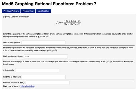 solved mod5 graphing rational functions problem 6 1 point