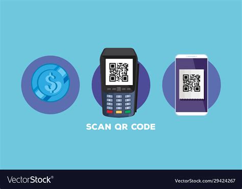 Scan Code Qr With Dataphone And Smartphone Vector Image