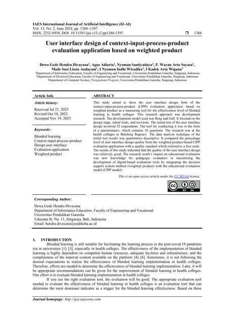 User Interface Design Of Context Input Process Product Evaluation Application Based On Weighted
