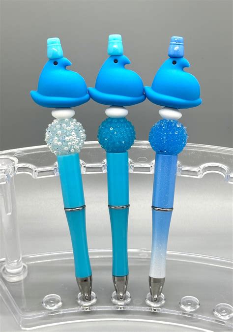 Blue Pens Easter Peeps Focal Pen Bling Diy Beaded Pen Peeps Bead Pen Teacher T Beaded Peep