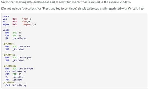 solved given the following data declarations and code