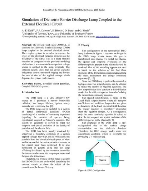 Simulation Of Dielectric Barrier Discharge Lamp