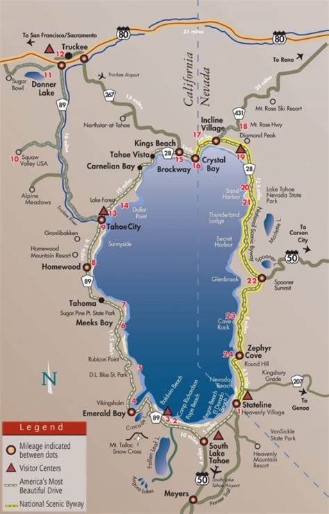Map Of Lake Tahoe Nevada Side