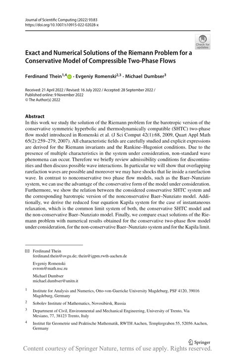 pdf exact and numerical solutions of the riemann problem for a