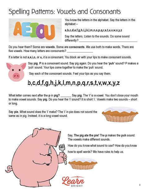 Spelling Patterns Vowels And Consonants Free Pdf Download