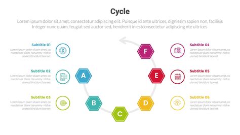 슬라이드 프리젠테이션을 위한 원형 벌집 모양 라운드 및 6포인트 단계 창의적인 디자인이 있는 주기 또는 주기 단계 인포그래픽 템플릿 다이어그램 프리미엄 벡터