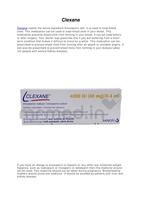 Ppt Clexane Powerpoint Presentation Free Download Id10864158