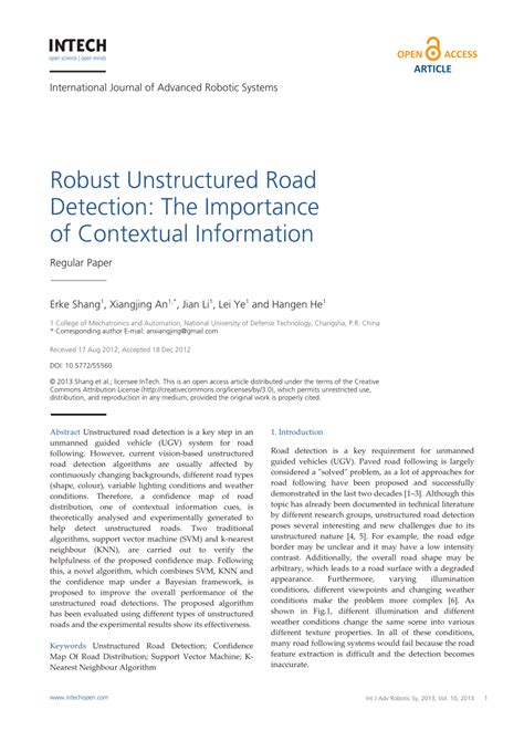 Pdf Robust Unstructured Road Detection The Importance Of Contextual