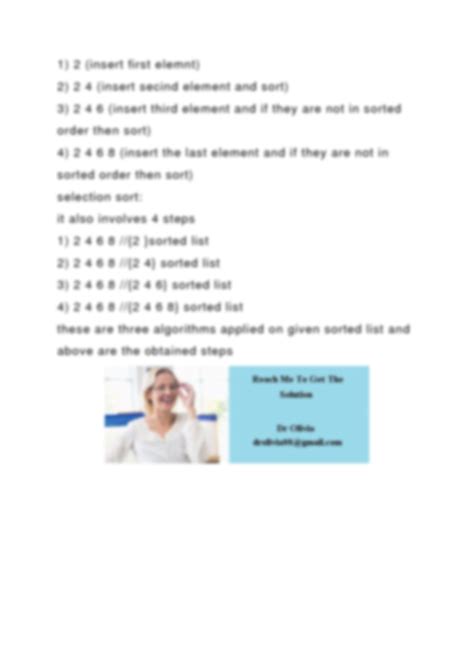 solution apply the selection sort bubble sort and insertion sort to