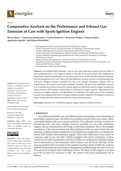 Pdf Comparative Analysis On The Performance And Exhaust Gas Emission
