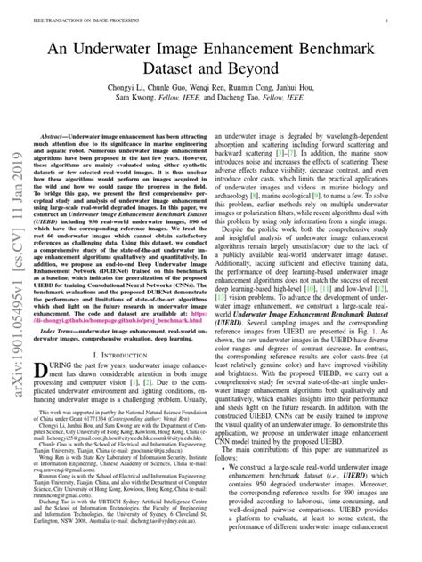 An Underwater Image Enhancement Benchmark Dataset And Beyond Download