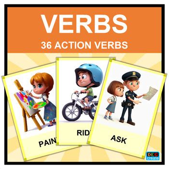 Action Verbs Flash Cards For ESL Transitive Verb Flashcards For