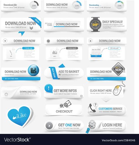 Web Design Template Elements Navigation Buttons Vector Image