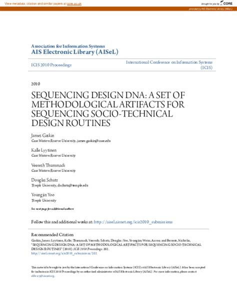 Pdf Sequencing Design Dna A Set Of Methodological Artifacts For