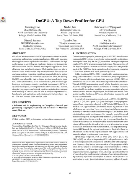 Pdf Drgpu A Top Down Profiler For Gpu Applications