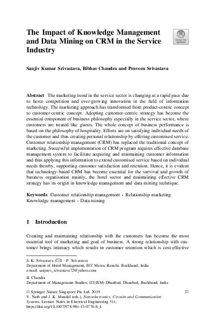 pdf the impact of knowledge management and data mining on crm in the