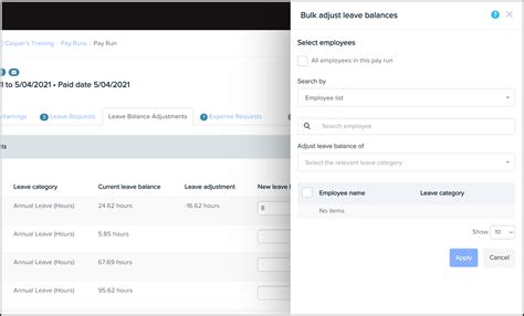 How To Allow A User To Bulk Update Employee Leave Balances In A Pay Run