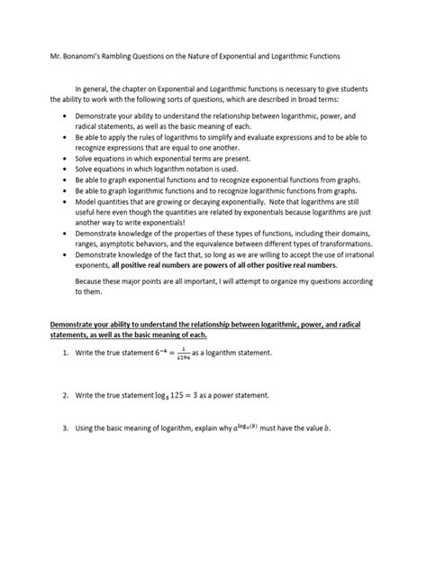 exponential and logarithmic functions guide pdf logarithm exponential function