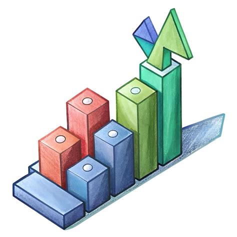 A Hand Drawn Illustration Of A Colorful Bar Chart With An Upward Arrow