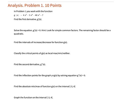 solved analysis problem 1 10 points in problem 1 you work