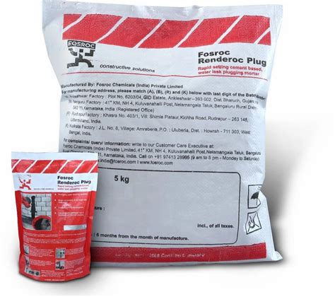 Fosroc Waterproofing Coating Renderoc Plug Packaging Size 5 Kg Powder At Best Price In Ahmedabad