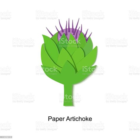 종이 잘라 녹색 양 인데 잘 익은 전체 아 티 초 크의 형태로 벡터 종이 공예 디자인 벡터 일러스트입니다 종이 아플 리 케 아트 스타일 야채입니다 종이 접기 개념입니다 개체