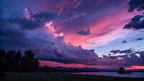 Deep Colors Of Dusk Filling The Sky Stock Illustration Illustration